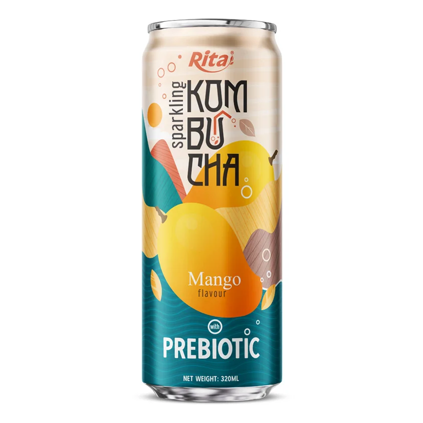 Rita Sparkling Kombucha Mango Flavour with Prebiotic 320ml Can - US ...